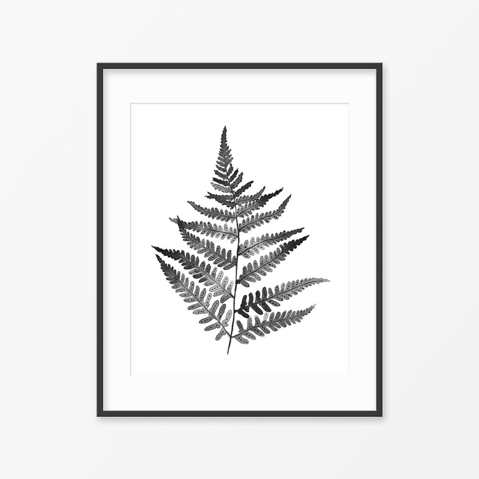 Grey Fern Watercolor Digital Print Instant Art INSTANT | Etsy