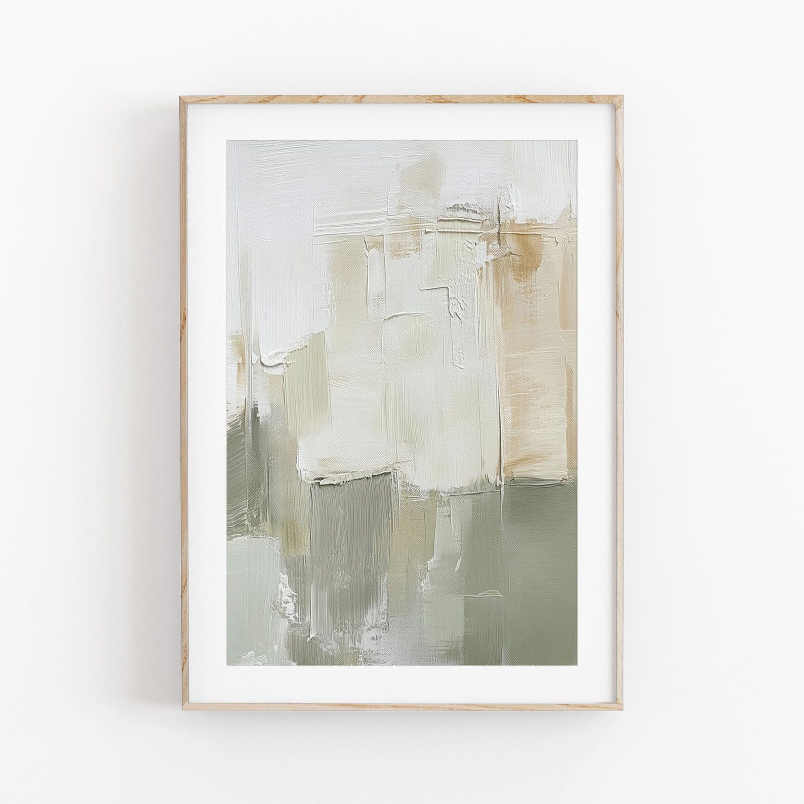 Light Green Abstract Painting Set of 2, Neutral Acrylic Print, Sage ...