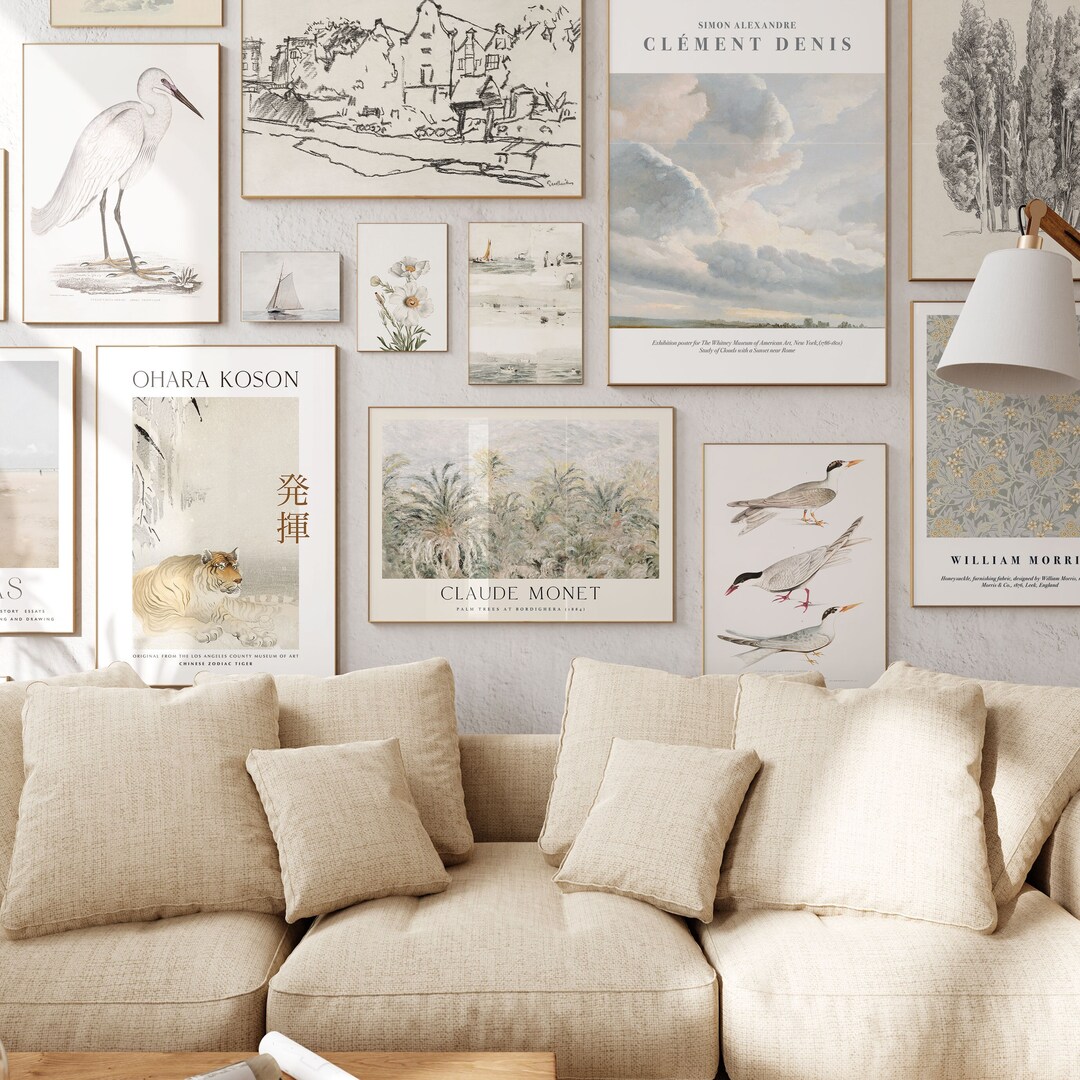 Neutral Gallery Wall Set Vintage Art Print Set of 14, Claude Monet Art ...