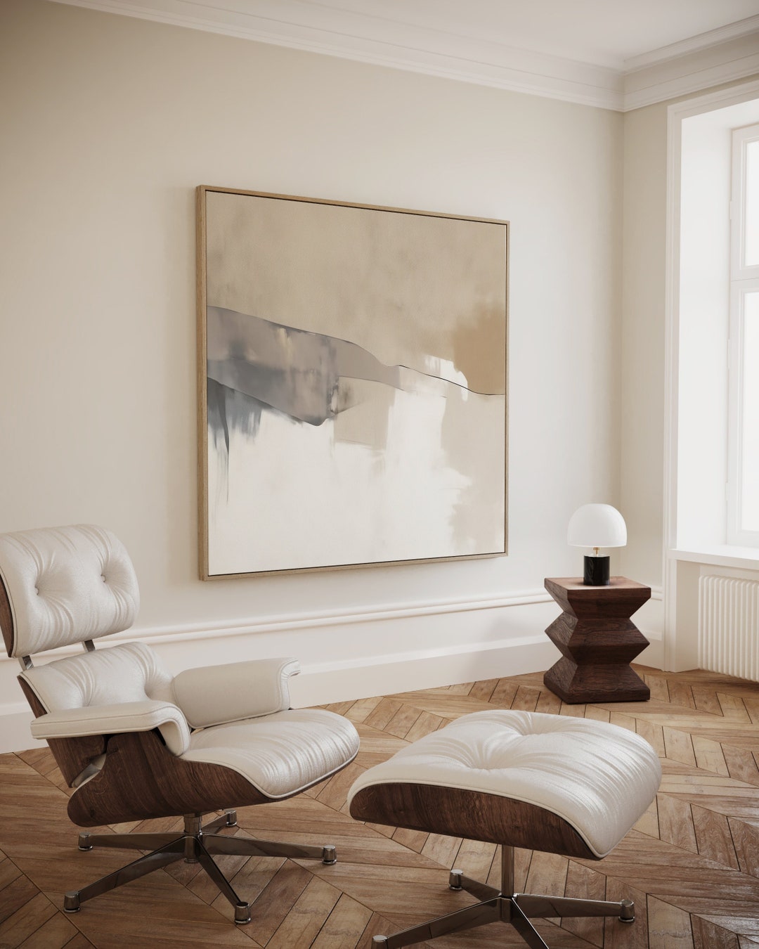 Contemporary Abstract Art Print, Soft Beige Printable Art, Neutral ...