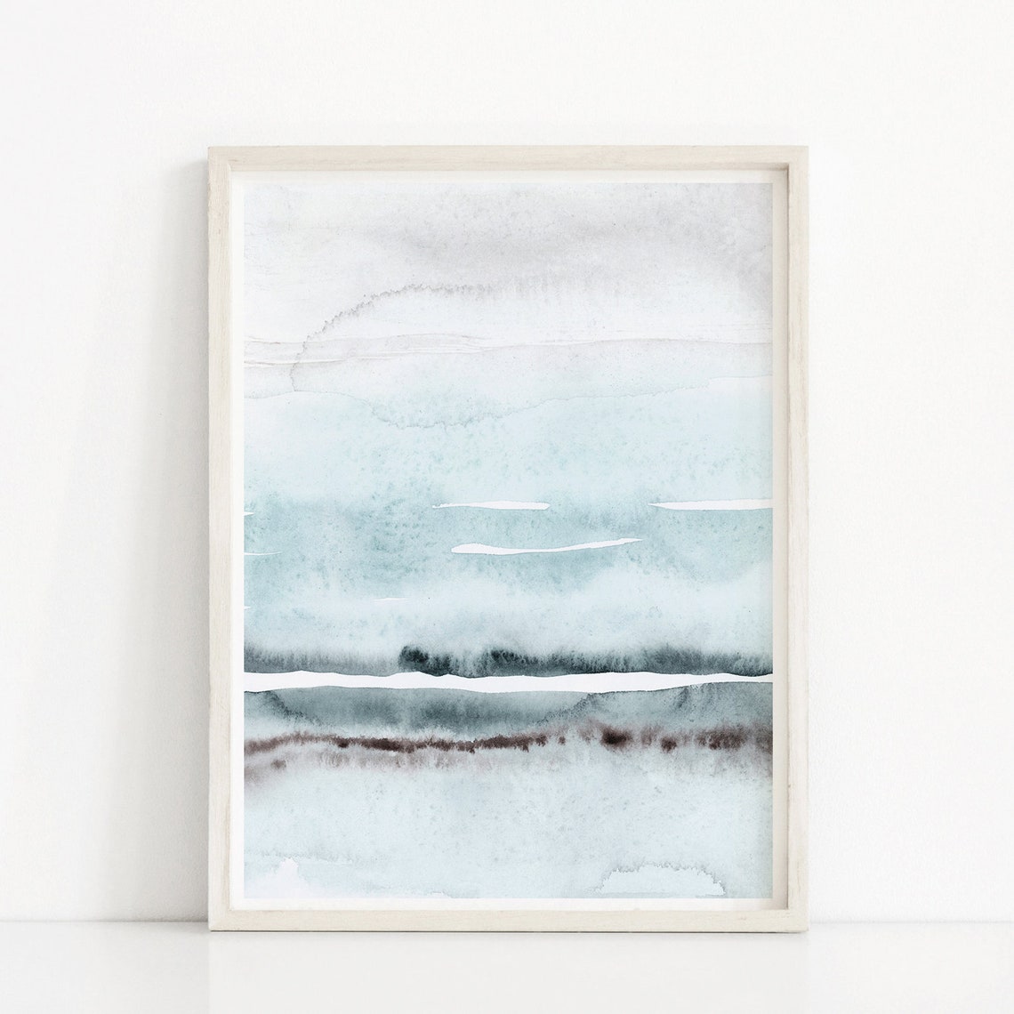 Light Blue Painting Set of 2 Abstract Watercolor Print | Etsy