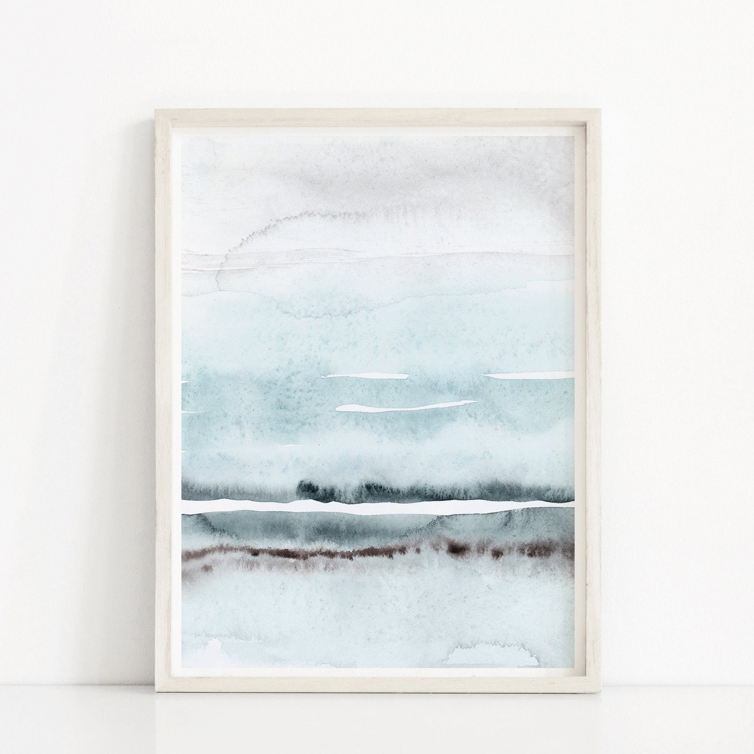 Light Blue Painting Set of 2 Abstract Watercolor Print | Etsy