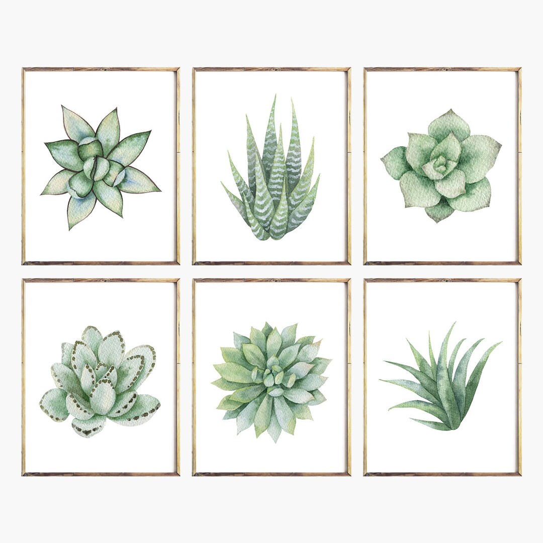 Set of 6 Succulents Watercolor Digital Print Instant Art INSTANT ...