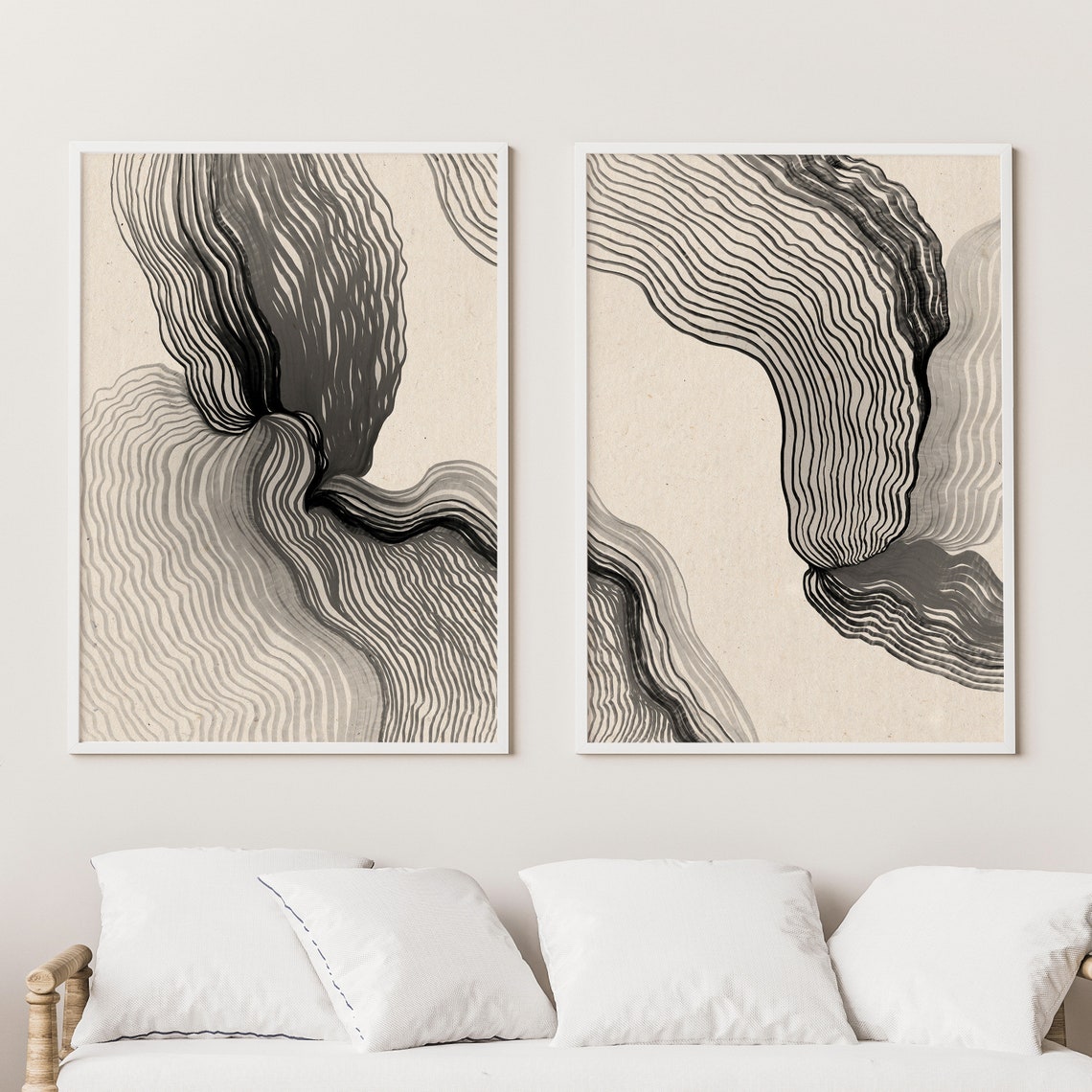 Abstract Painting Set of 2 Abstract Lines Print Printable - Etsy