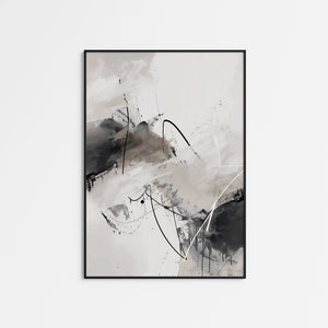 Grey and Black Abstract Print Set of 3, Contemporary Art, Printable ...