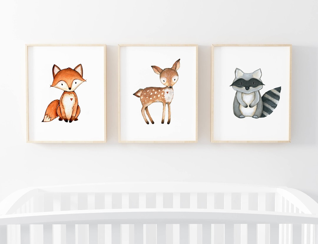 Set of 3 Woodland Animal Print Instant Art INSTANT DOWNLOAD - Etsy