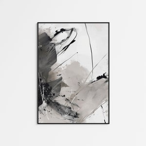 Grey and Black Abstract Print Set of 3, Contemporary Art, Printable ...