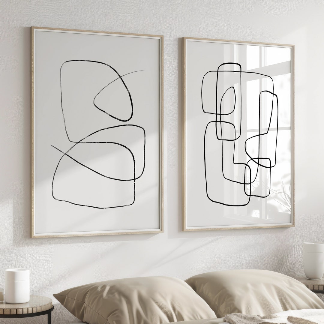 Modern Minimal Line Art Print Set of 2, Simple Drawing, Printable Art ...