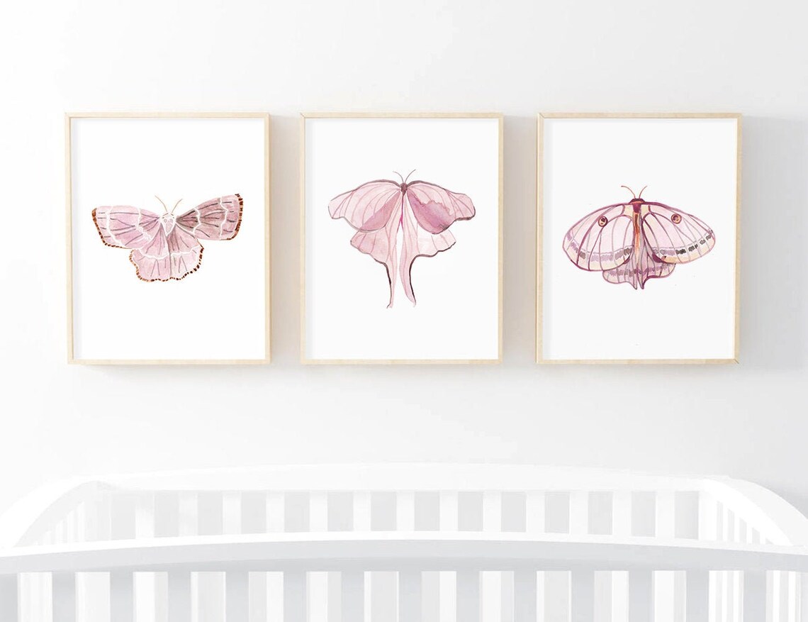 Set of 3 Pink Butterflies Print Instant Art INSTANT DOWNLOAD | Etsy