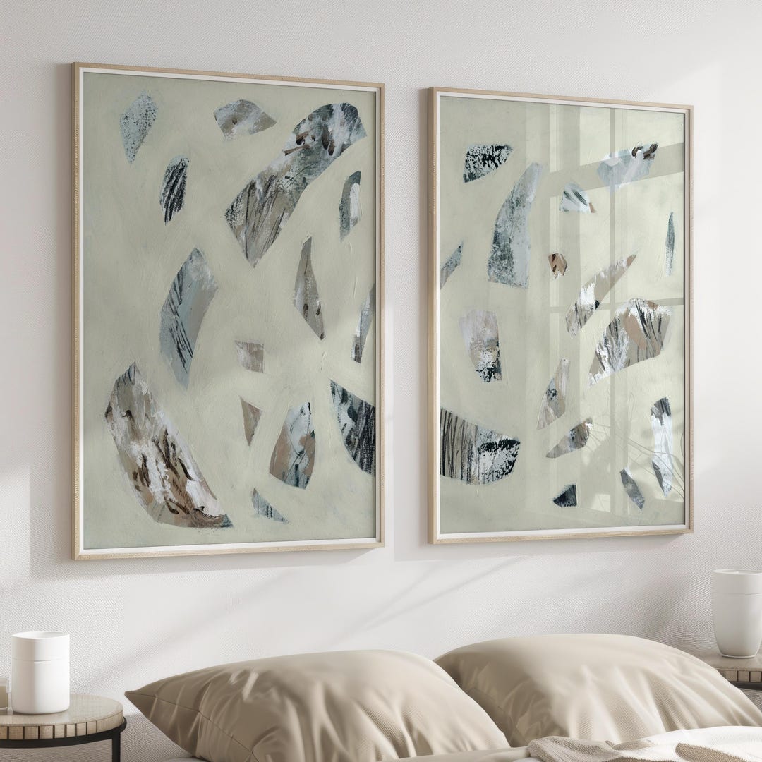 Neutral Abstract Art Print Set of 2 | Acrylic Painting | Modern ...