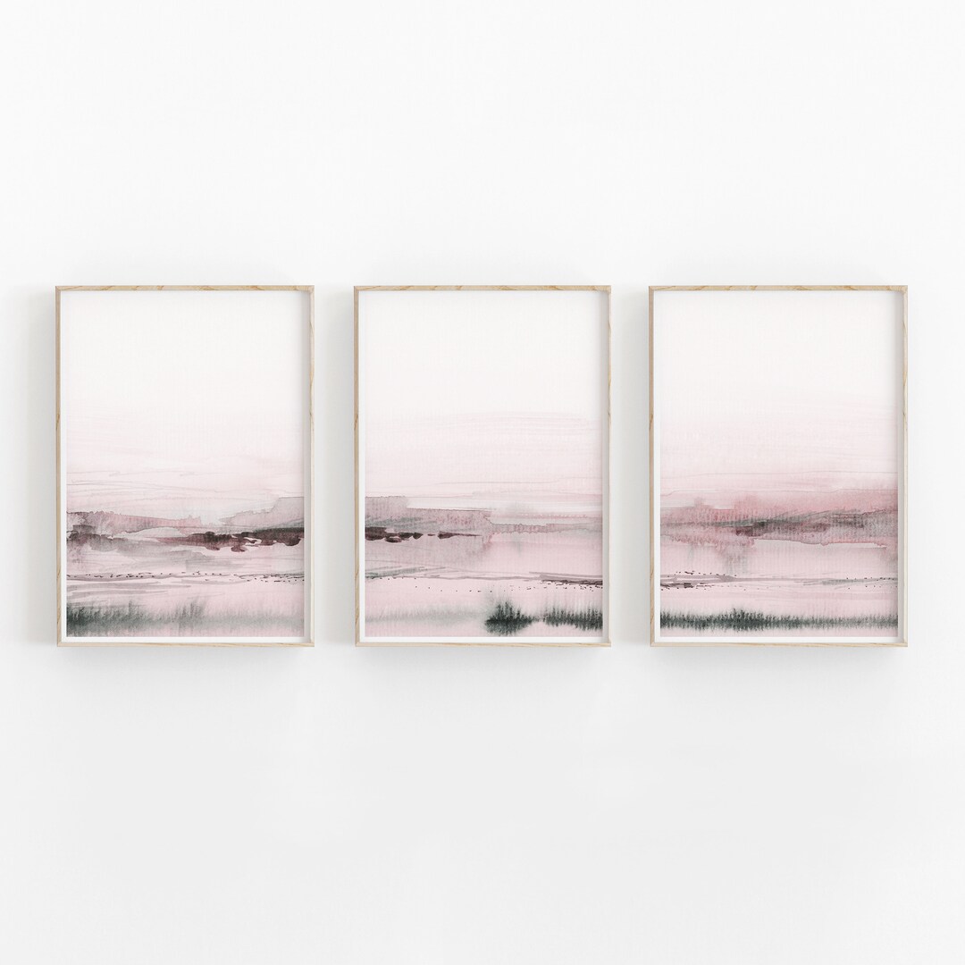 Pink Abstract Print Set of 3, Abstract Art, Printable Art, Abstract ...