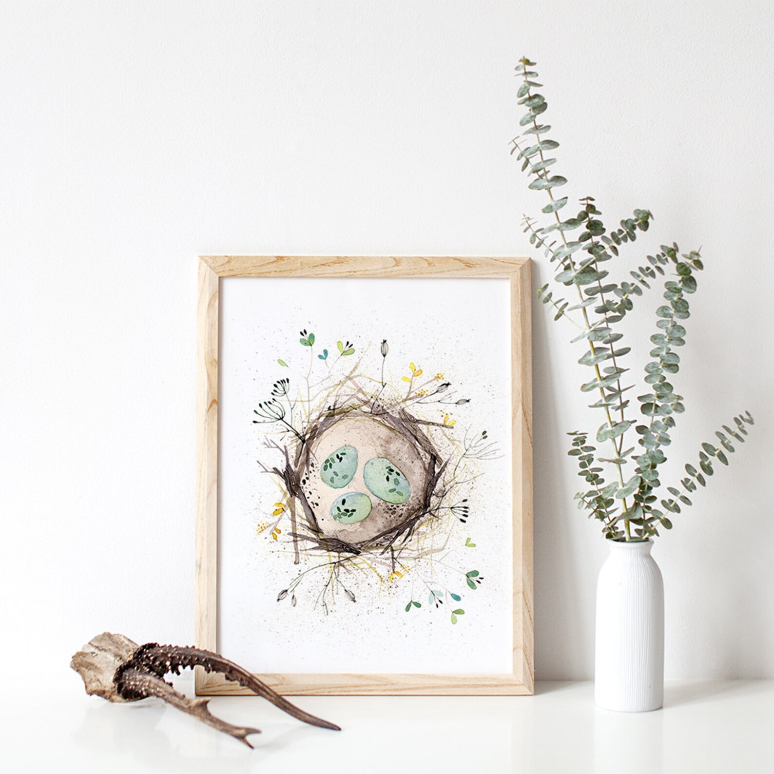 Bird Nest Watercolor Digital Print Instant Art INSTANT - Etsy