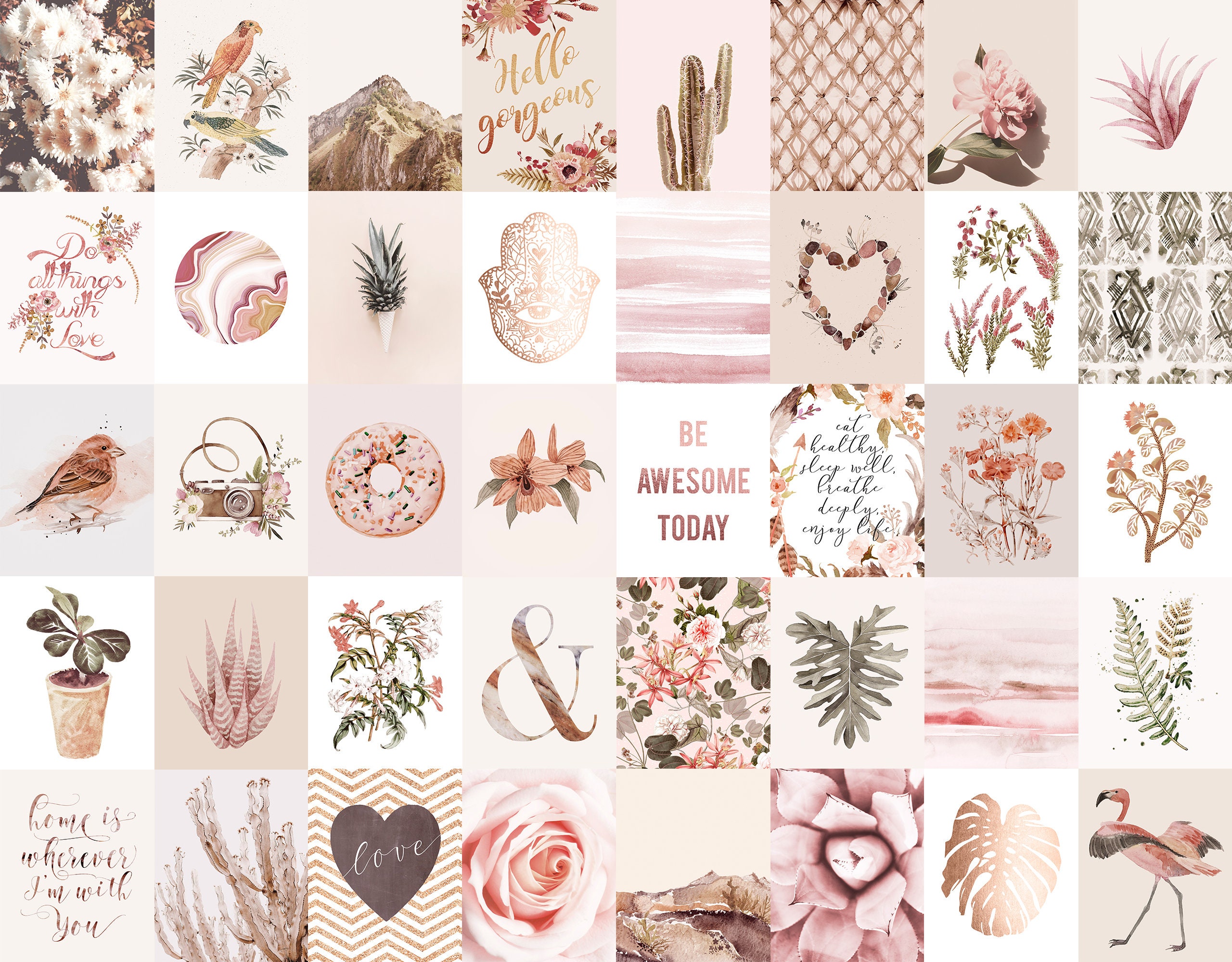 Wall Collage Kit Blush Aesthetic Collage Kit Printable | Etsy