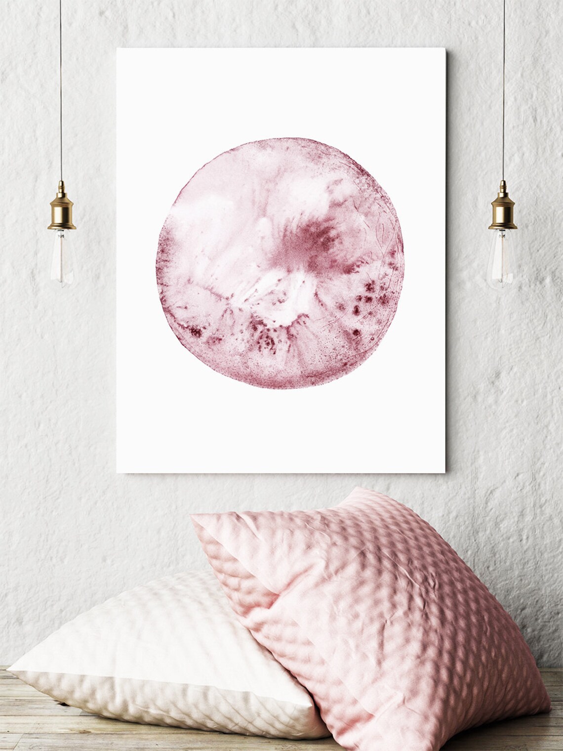 Pink Moon Watercolor Print Instant Art INSTANT DOWNLOAD | Etsy
