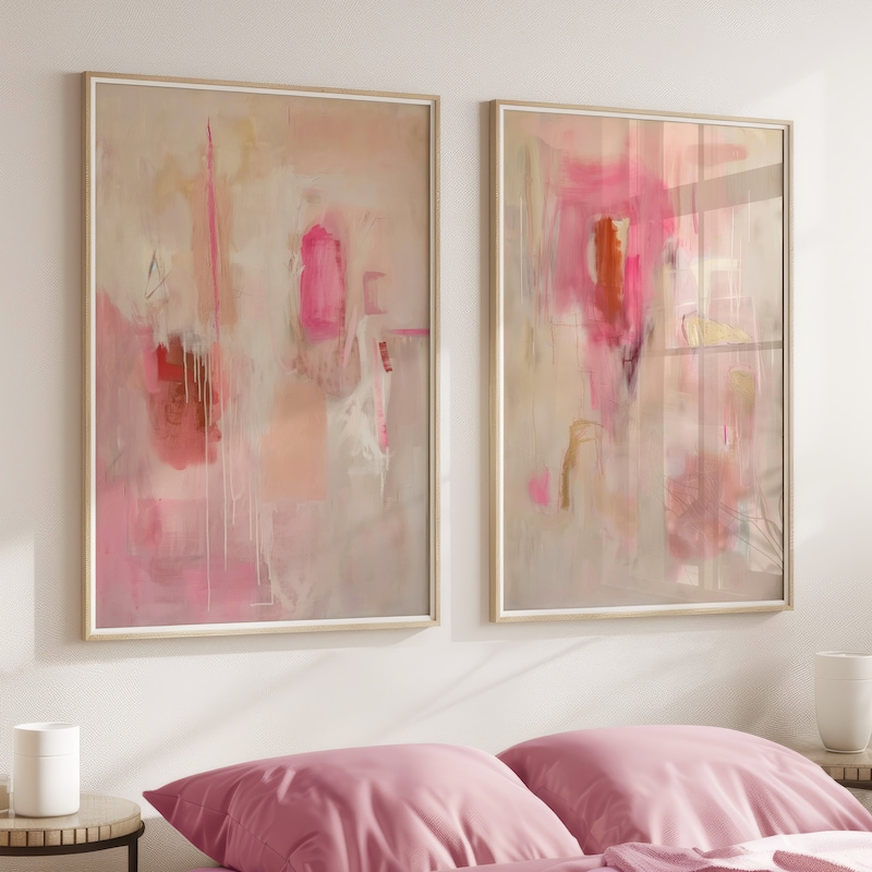 Pink Brown Abstract Art - Etsy