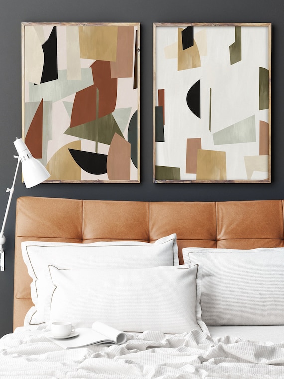 Mid Century Modern Abstract Set of 2 Abstract Print | Etsy