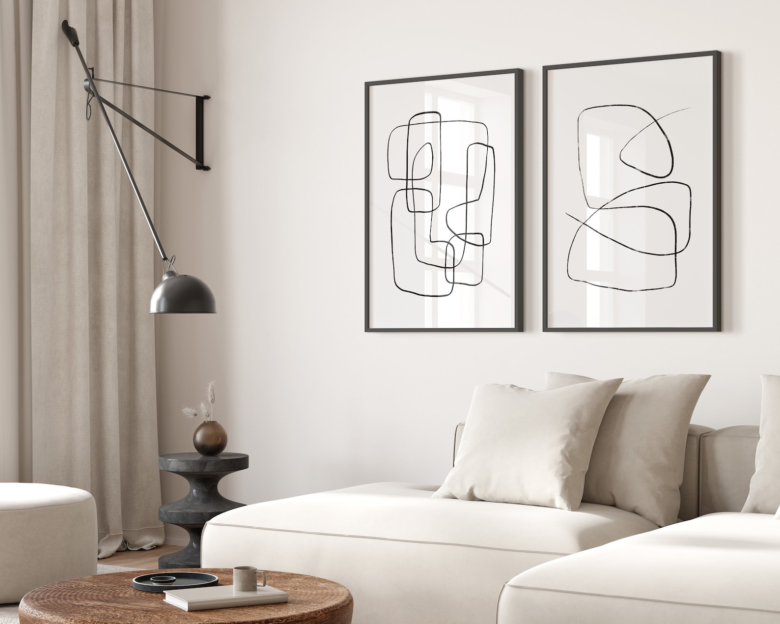 Modern Minimal Line Art Print Set of 2, Simple Drawing, Printable Art ...