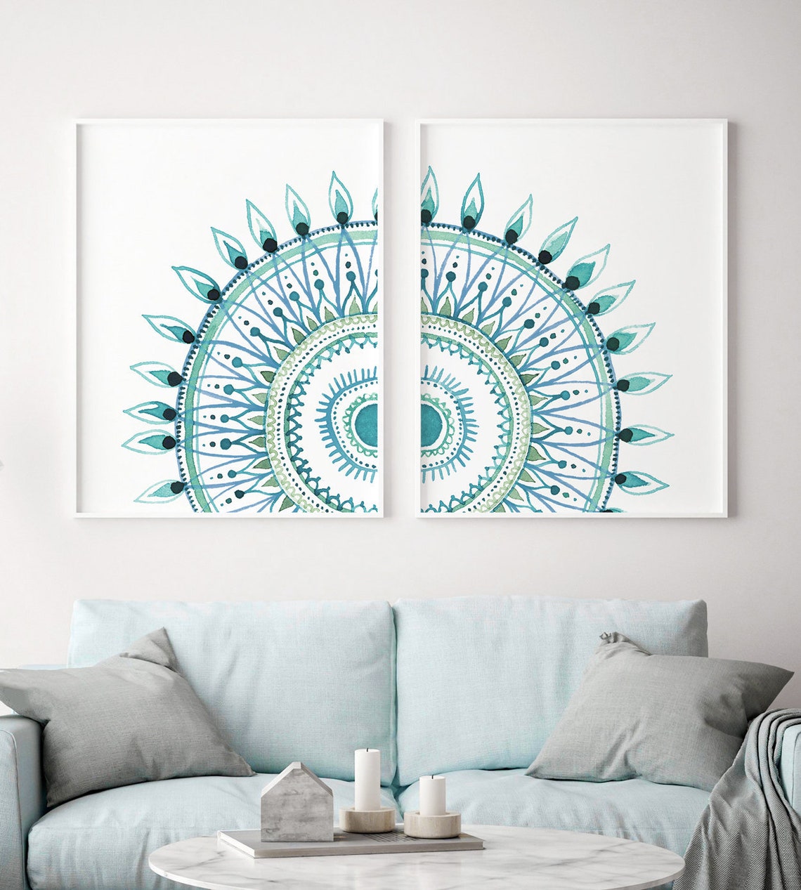 Set of 2 Turquoise Mandala Print Instant Art INSTANT DOWNLOAD - Etsy