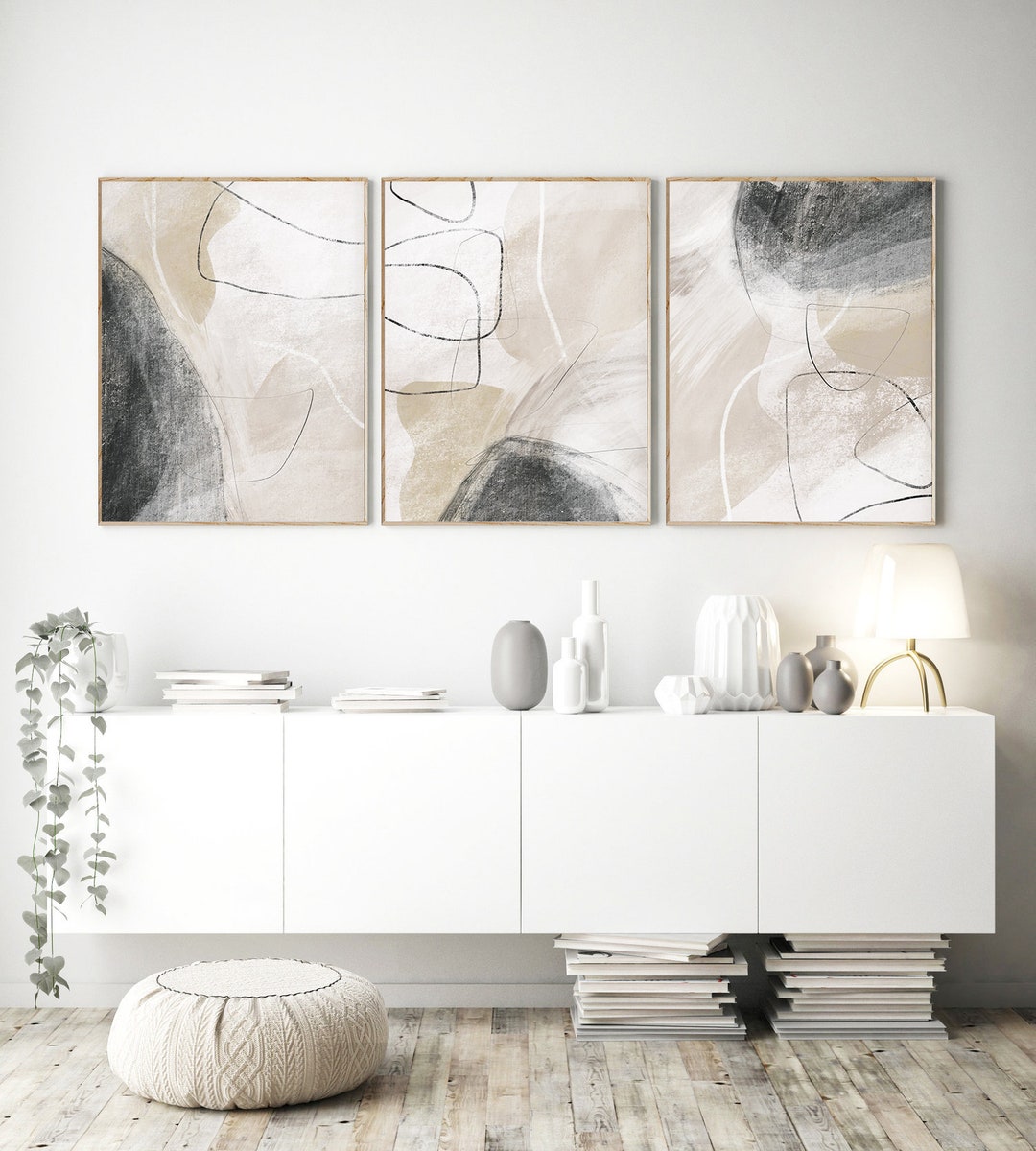 Beige Abstract Print Set of 3, Abstract Art, Printable Art, Abstract ...