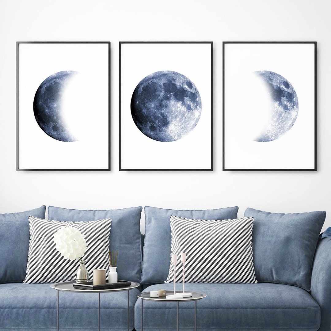 Set of 3 Blue Moon Phases Print Instant Art INSTANT DOWNLOAD Printable ...