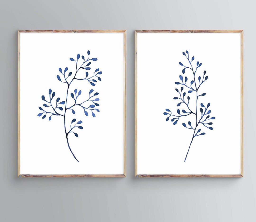 Set of 2 Blue Twigs Print Instant Art INSTANT DOWNLOAD Printable Wall ...