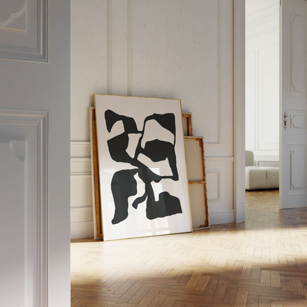 Black Abstract Art, Black and White Poster, Geometric Print, Modern ...