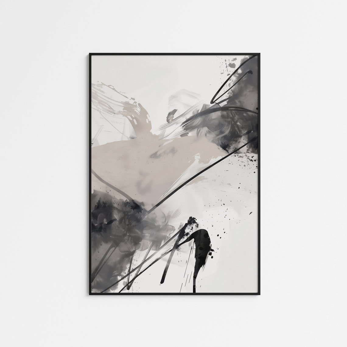 Grey and Black Painting Set of 2, Contemporary Abstract Print, INSTANT ...