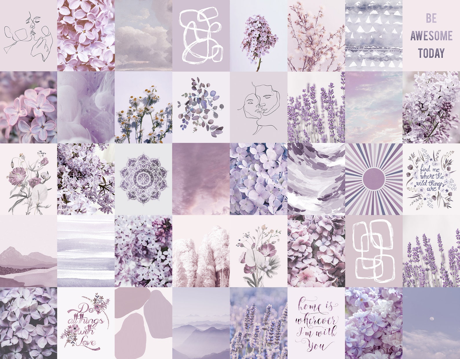 Wall Collage Kit Purple Lilac Aesthetic Collage Kit Printable - Etsy
