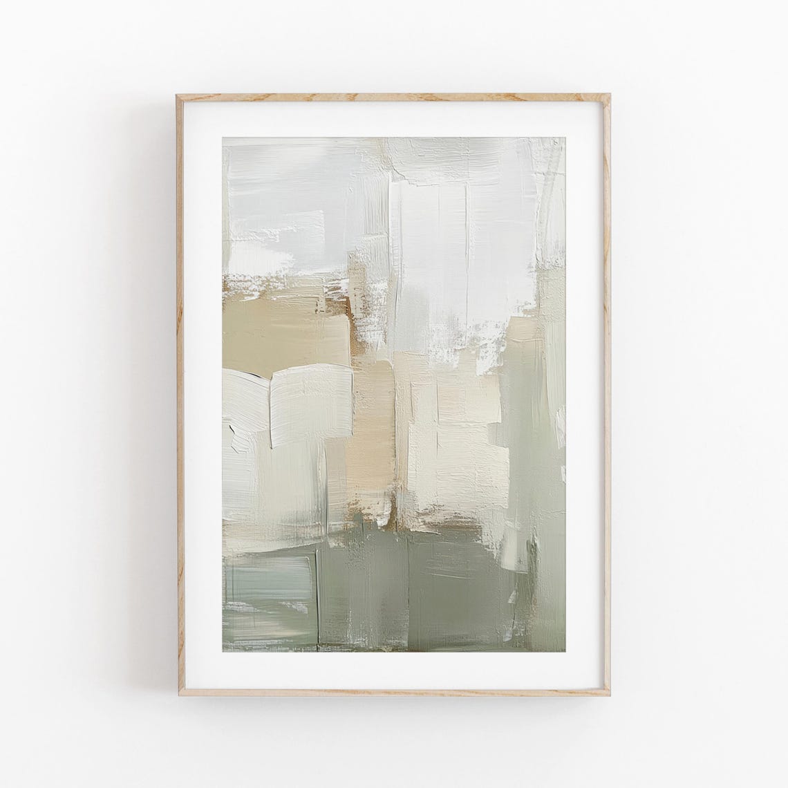 Light Green Abstract Painting Set of 2, Neutral Acrylic Print, Sage ...