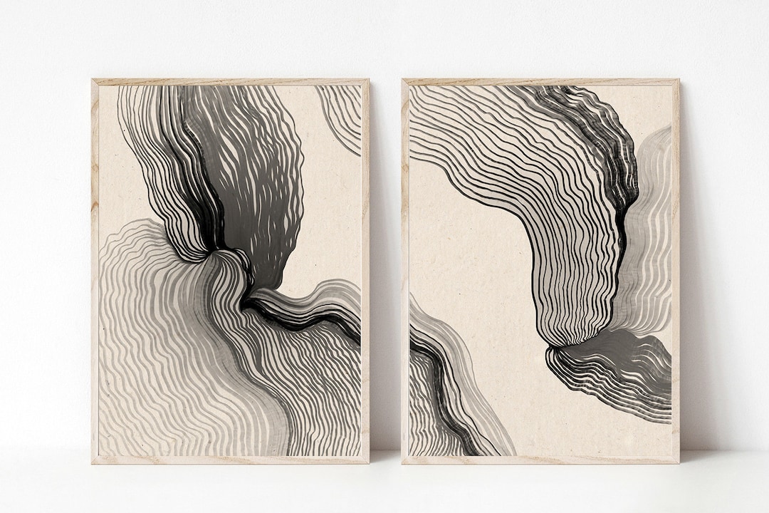 Abstract Painting Set of 2, Abstract Lines Print, Printable Art ...