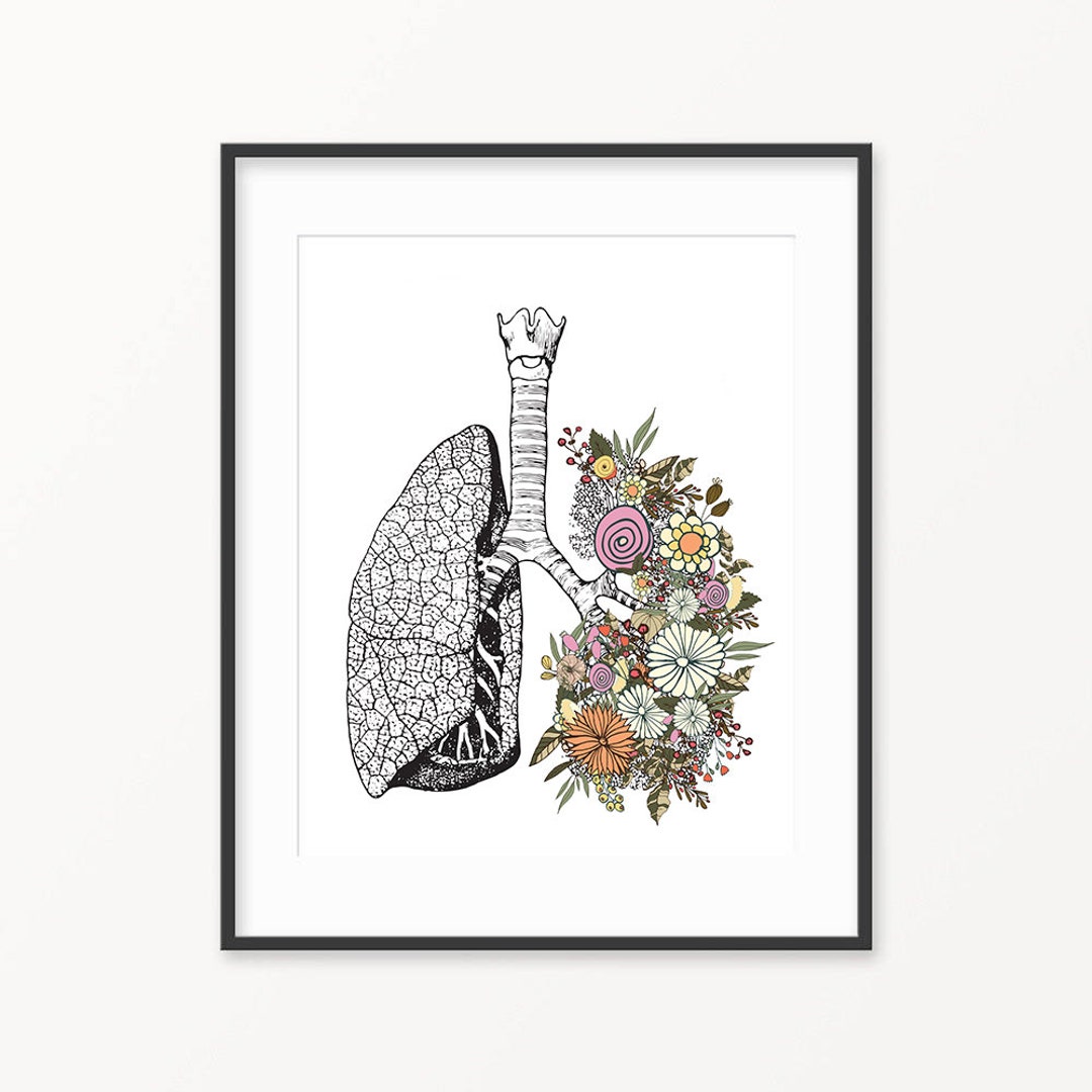 Vintage Anatomy Floral Lungs and Trachea Digital Print Instant - Etsy