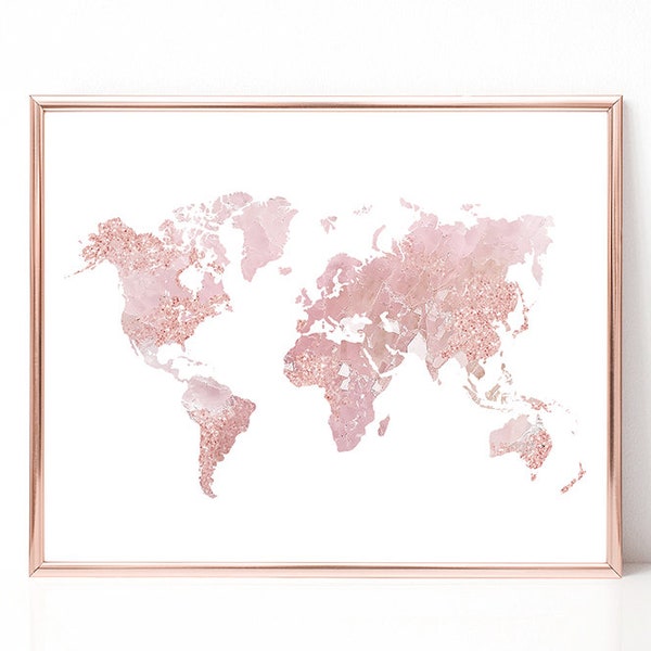 Pink World Map - Etsy