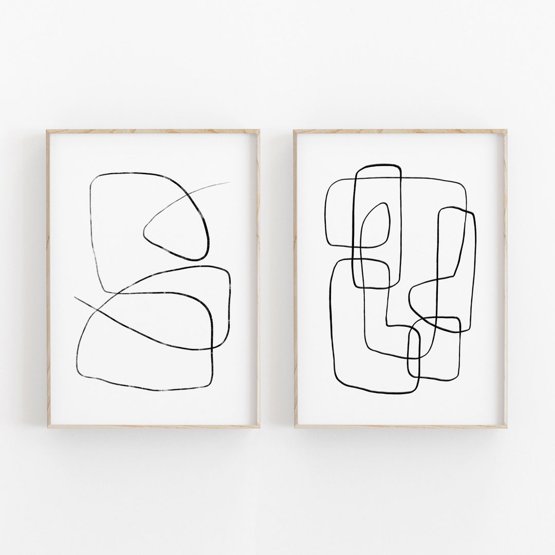 Modern Minimal Line Art Print Set of 2, Simple Drawing, Printable Art ...