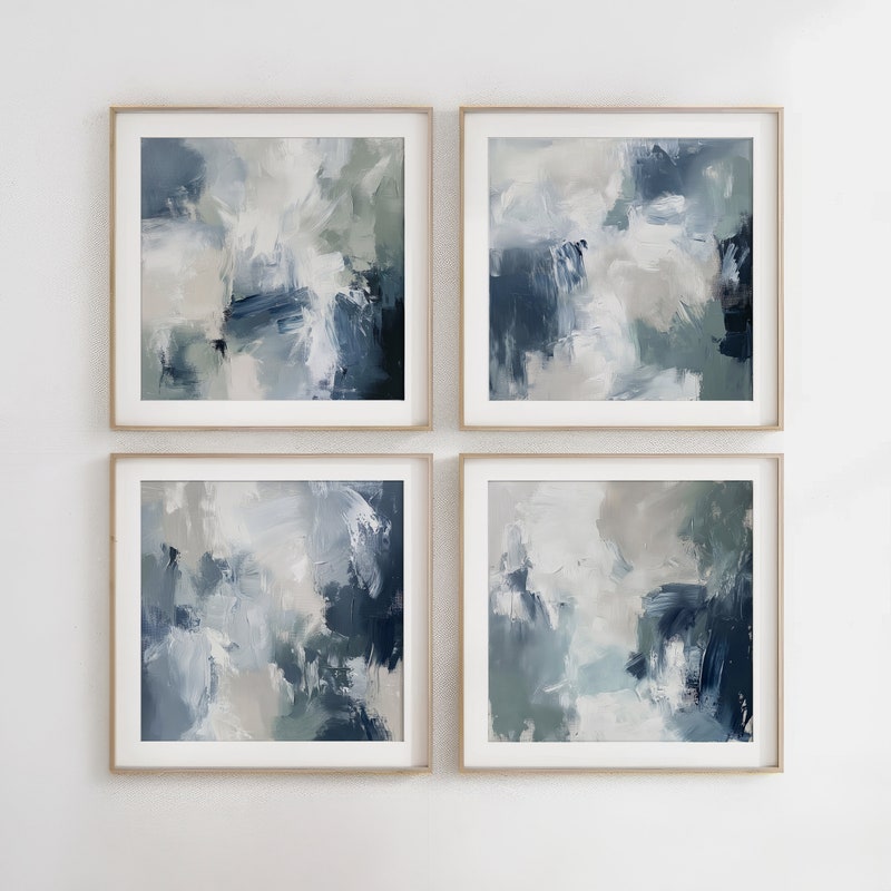 Modern Blue Square Art - Etsy