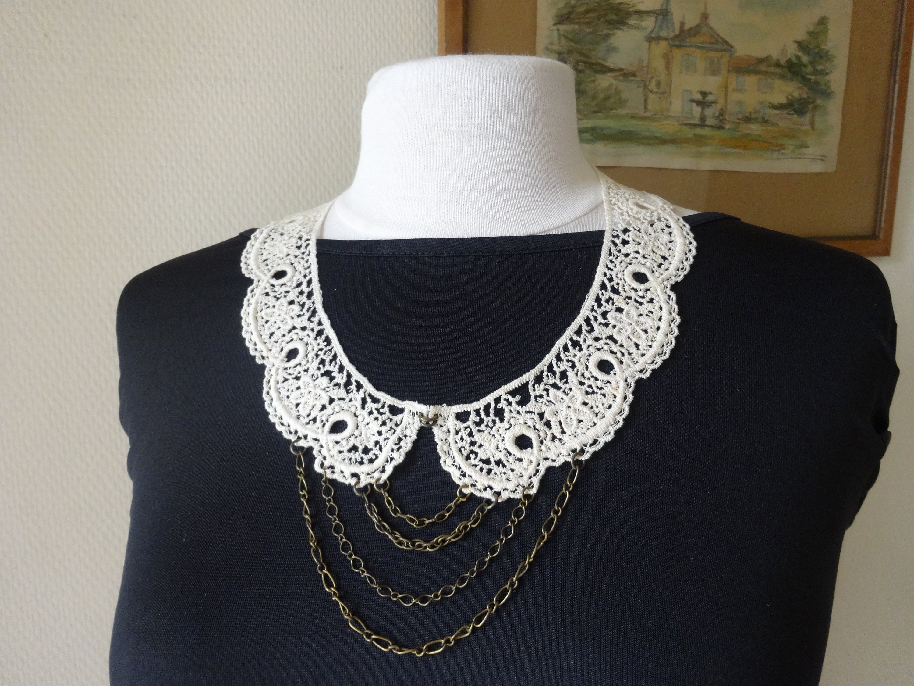 Necklaces Collars Lace Very Peri Indigo Blue Ivory Lime - Etsy UK