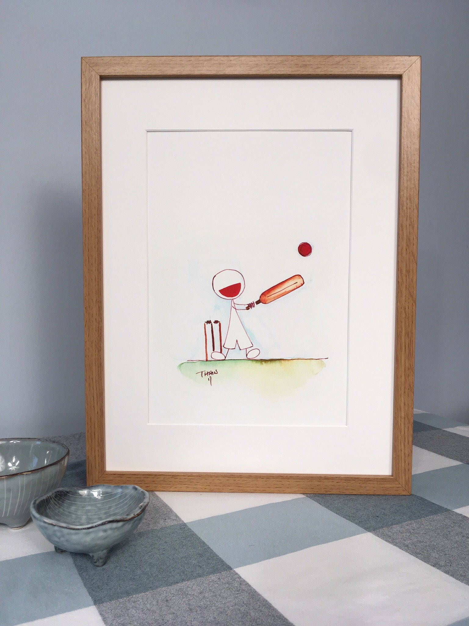 Cricket Art Print A5, A4 - Stick Man Character, Cartoon Unframed or ...