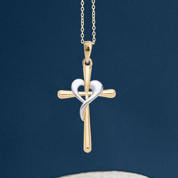 Gold Heart Cross Necklace - Etsy