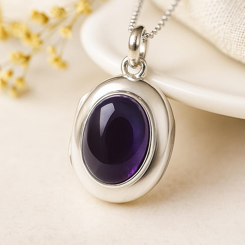 Amethyst Locket Gemstone - Etsy UK