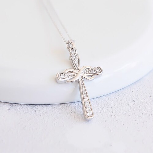 Sterling Silver Infinity Heart Cross Necklace Christian - Etsy