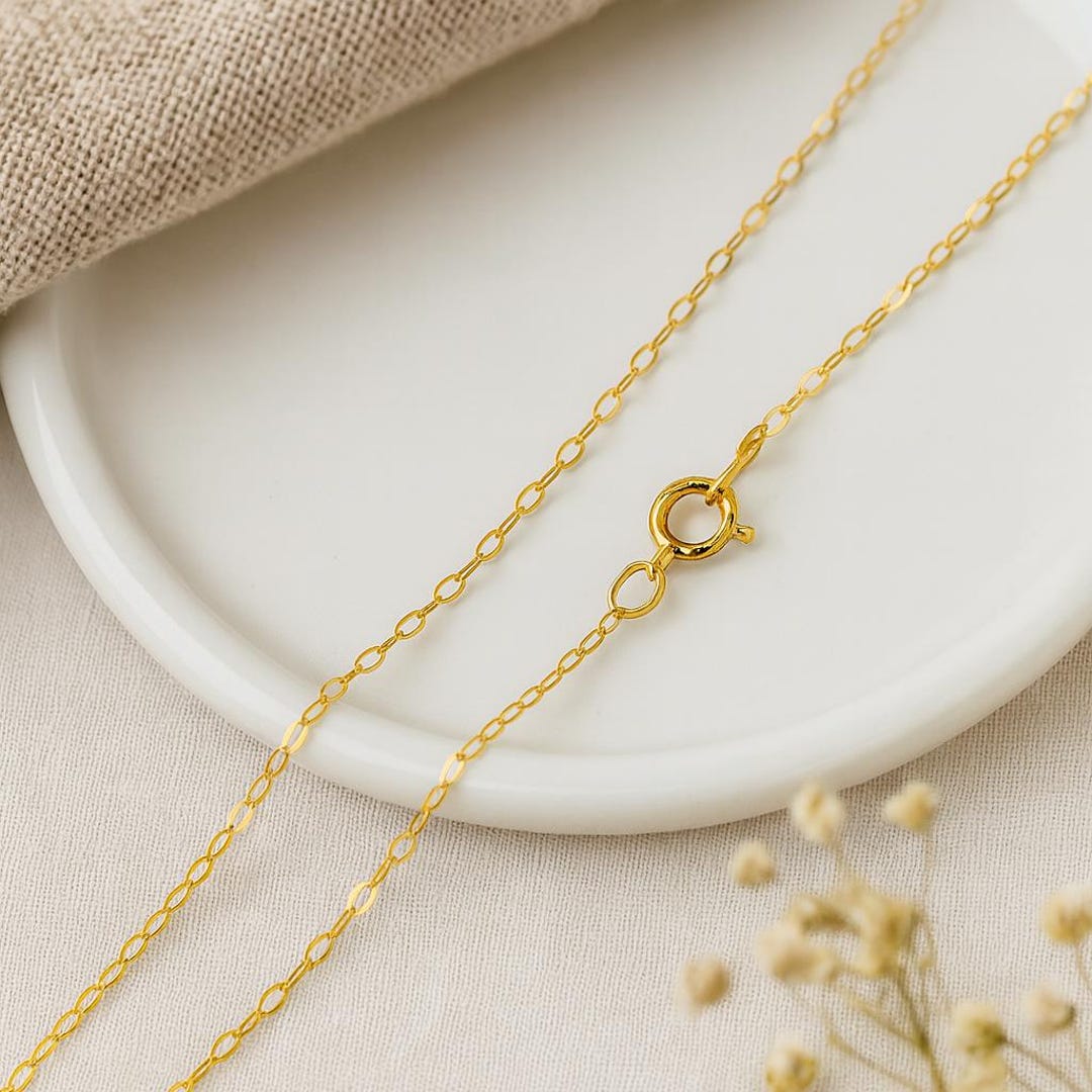 9ct Yellow Gold Light Trace Chain Necklace – 16in to 20in - Etsy UK