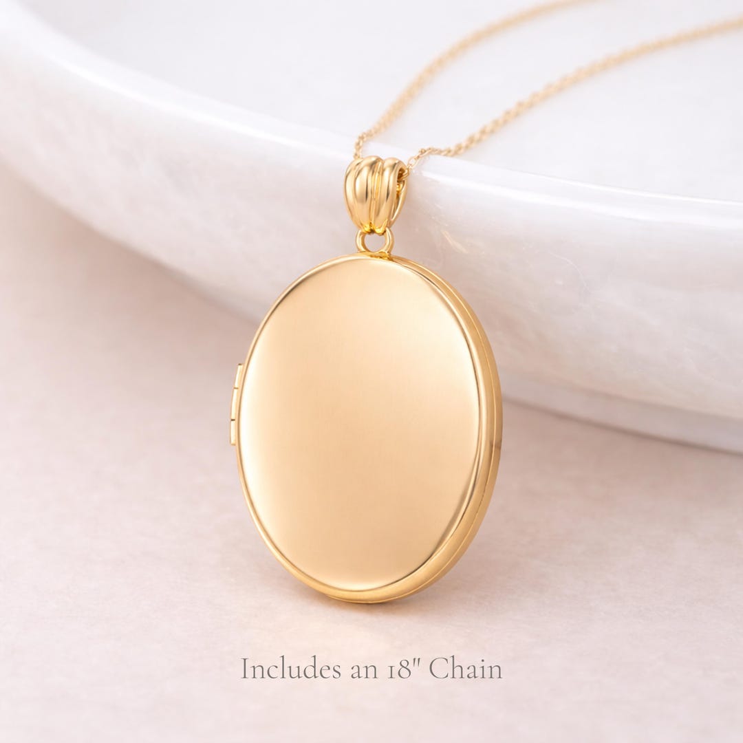 Large Personalised Solid 9ct Yellow Gold Photo Locket Necklace - Etsy