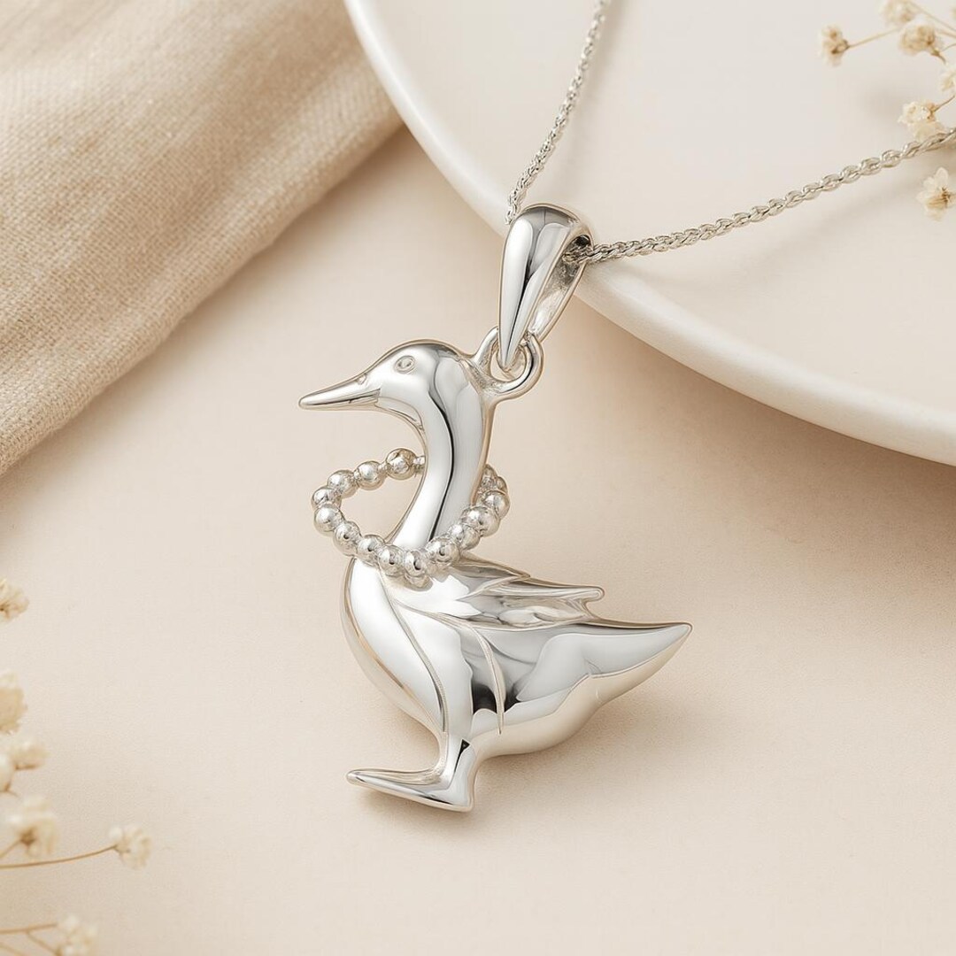 Sterling Silver Mother Goose Necklace: Whimsical Heart Charm Pendant - Etsy