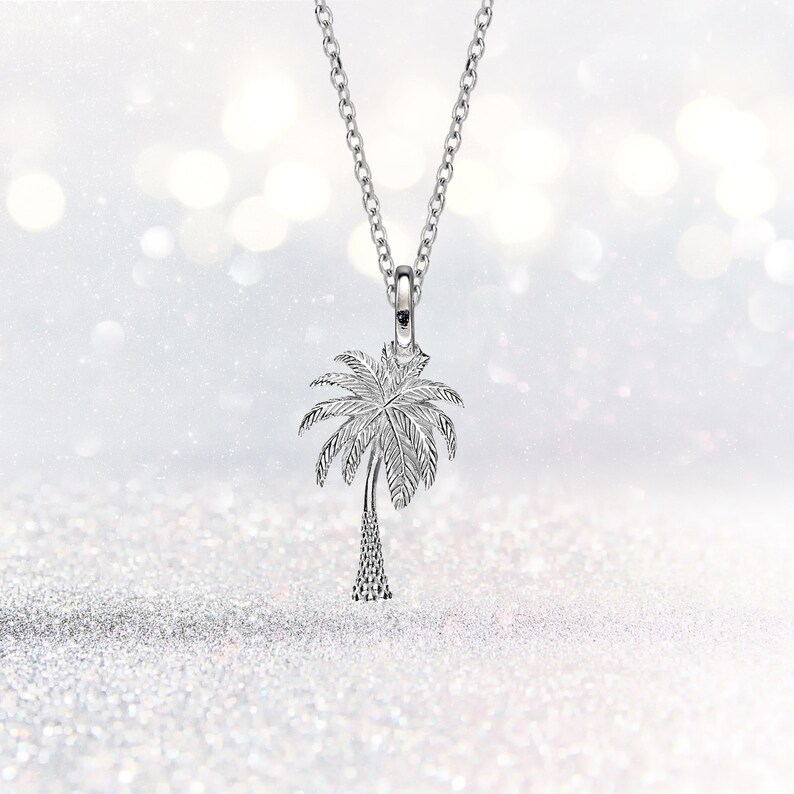 Personalised Sterling Silver Palm Tree Pendant Necklace - Etsy