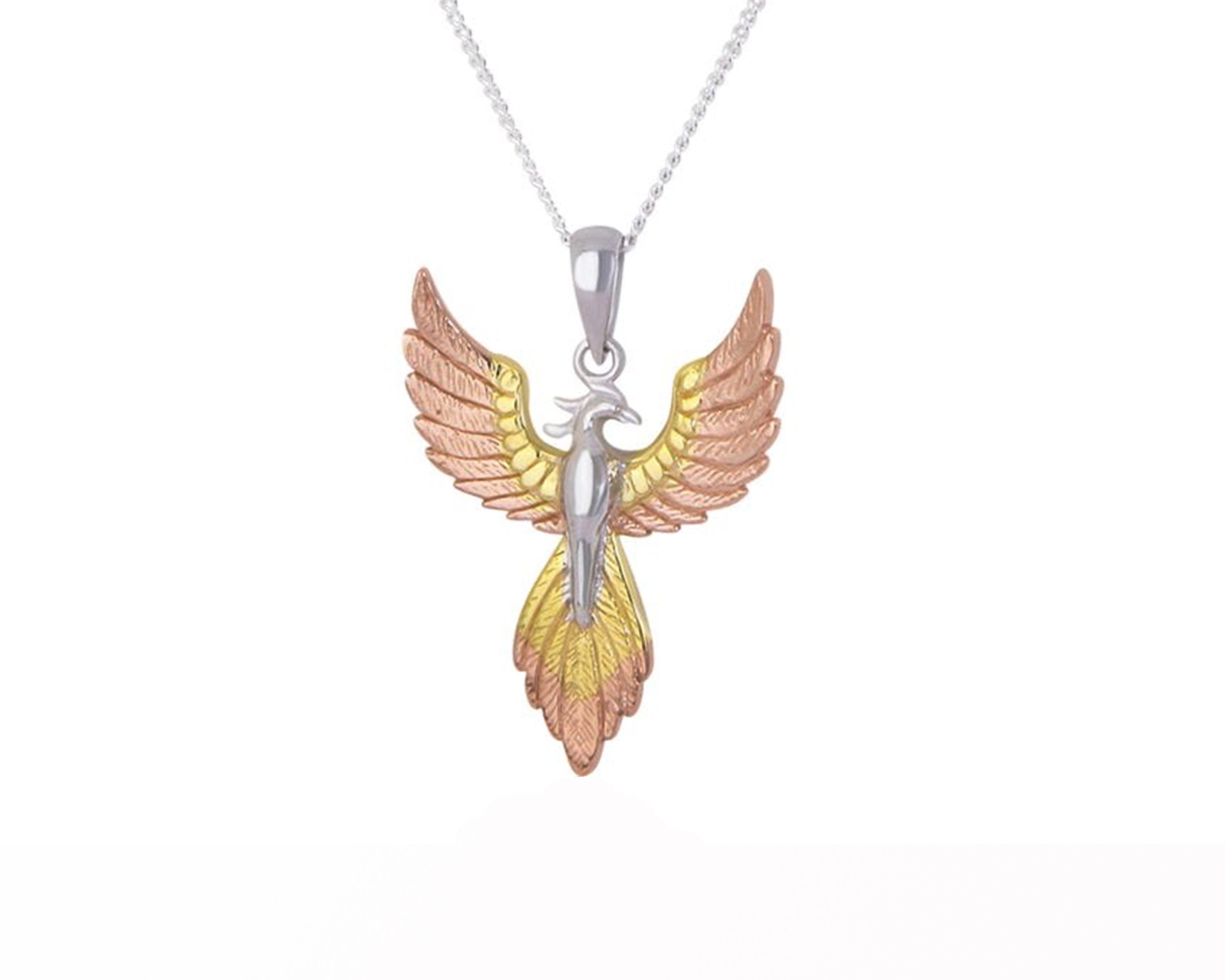 Sterling Silver and 18ct Gold Rising Phoenix Pendant Necklace