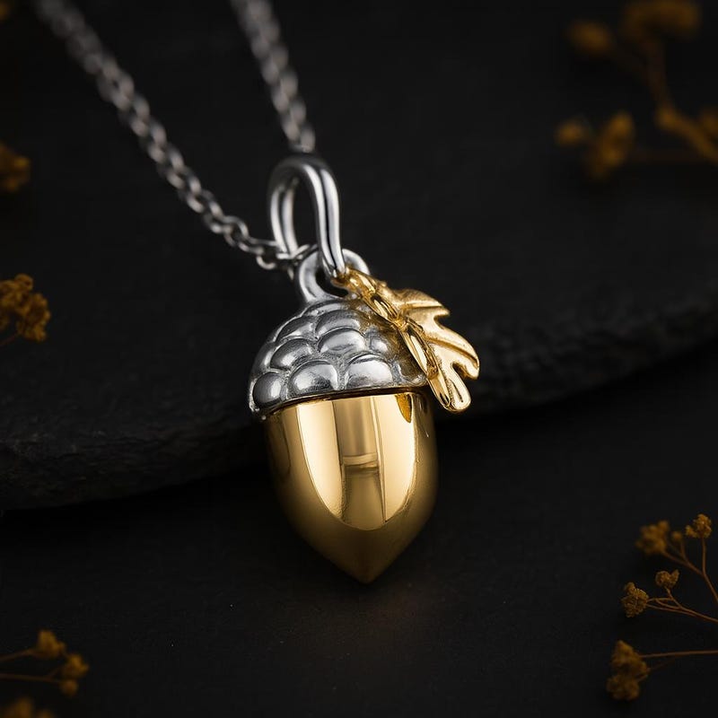 Gold Acorn Necklace - Etsy