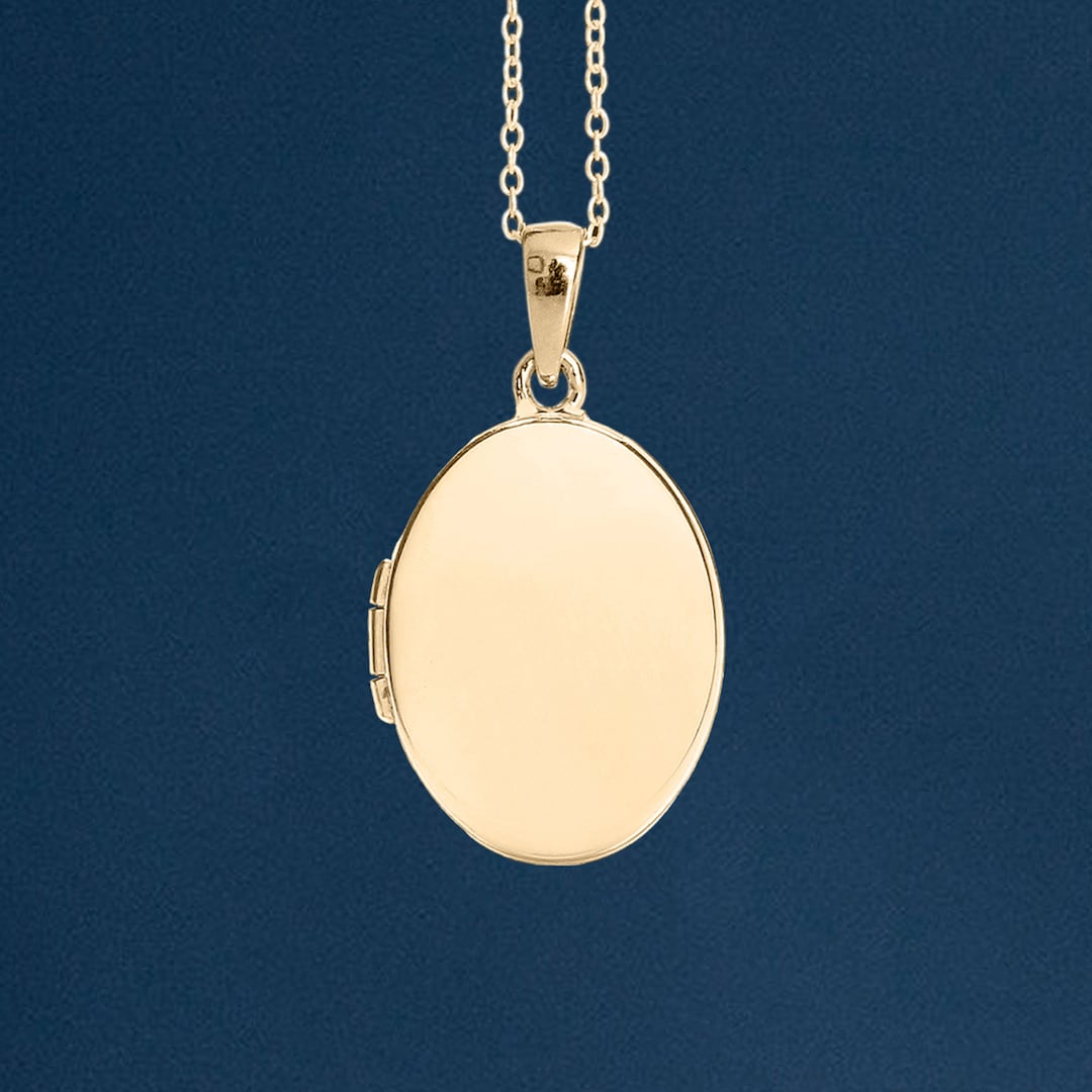 Personalised 9ct Yellow Gold Plain Oval Locket - Etsy