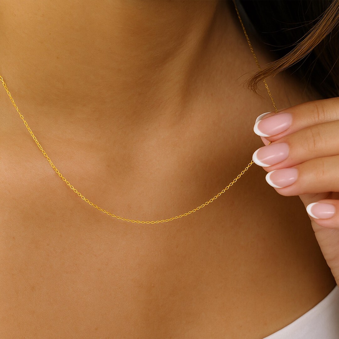 Solid 9ct Gold Light Trace Chain Necklace – 16in to 20in - Etsy UK