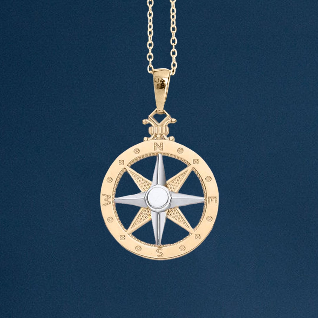 9ct Mixed Gold Compass Necklace - Etsy