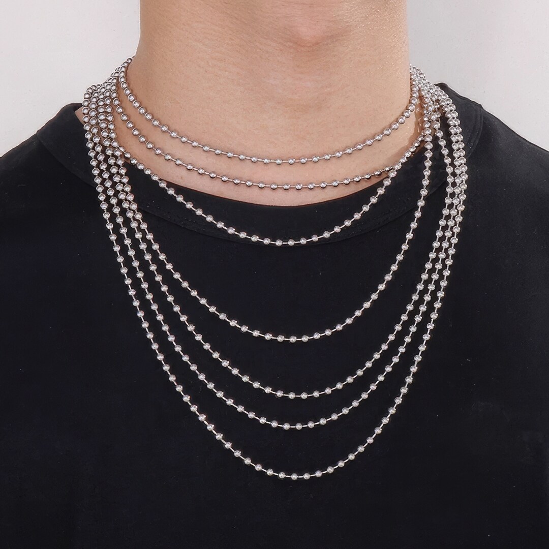 Mens Sterling Silver Heavy Ball Chain Necklace - Etsy