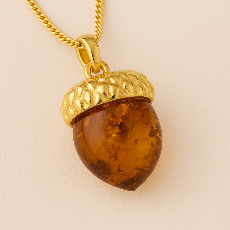 Gold Acorn Necklace - Etsy